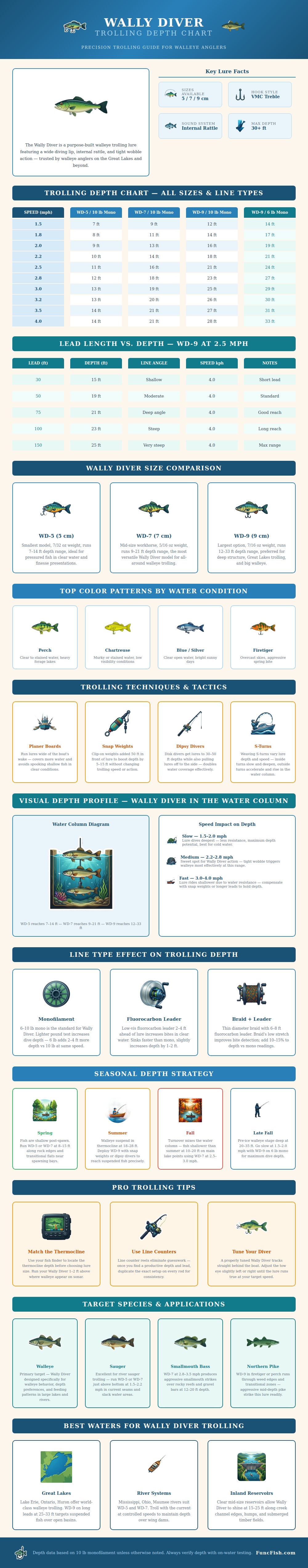 Wally Diver Trolling Depth Chart - FuncFish
